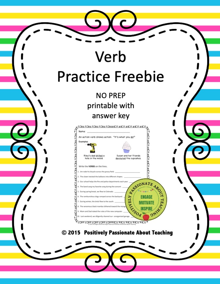 Freebie Friday – Free Verb Practice